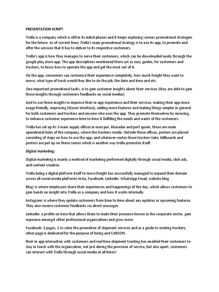 Presentation Script | PDF | Mobile App | Linked In