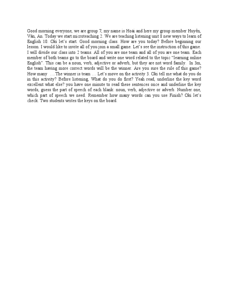 Script For Elt 2 Microteaching 2 | PDF