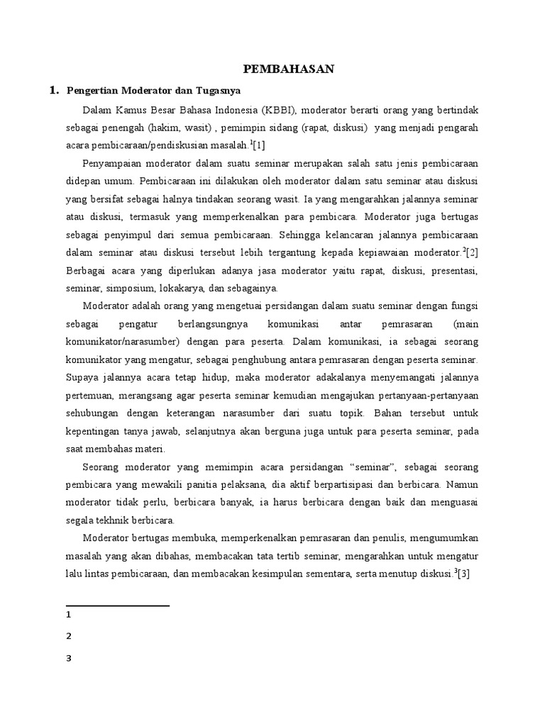 Tugas dan Peran Moderator dalam Diskusi | PDF | Karier & Perkembangan