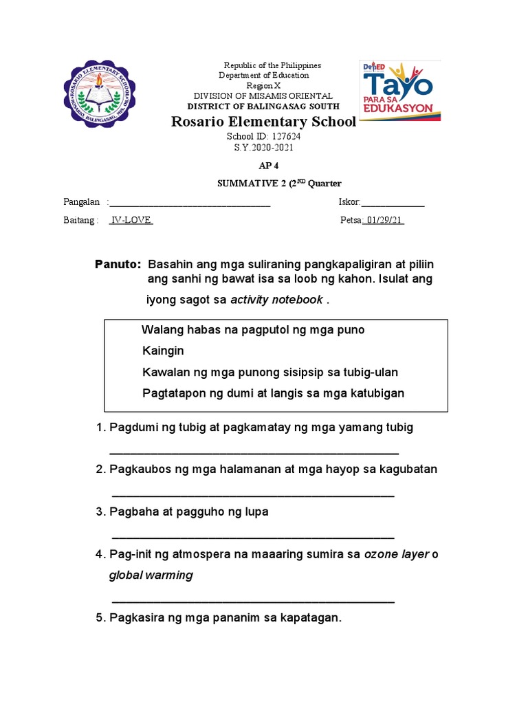 Ap Summative 2 2ND Quarter | PDF