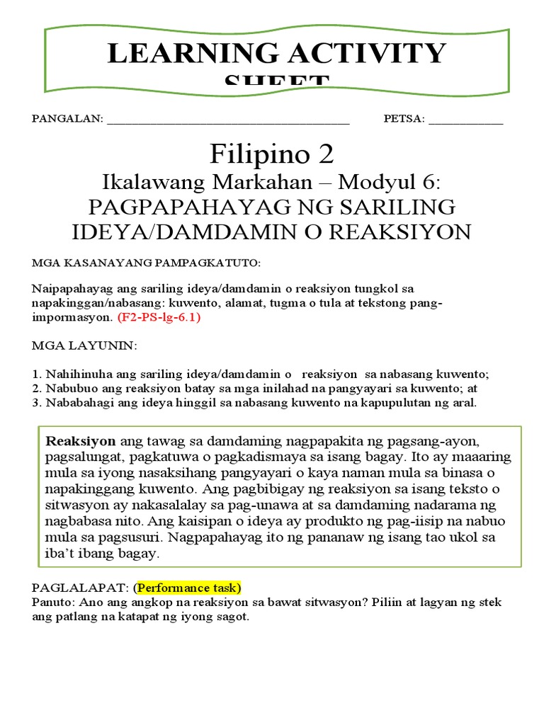 Fil - Math2 Las q2 Week 6 | PDF