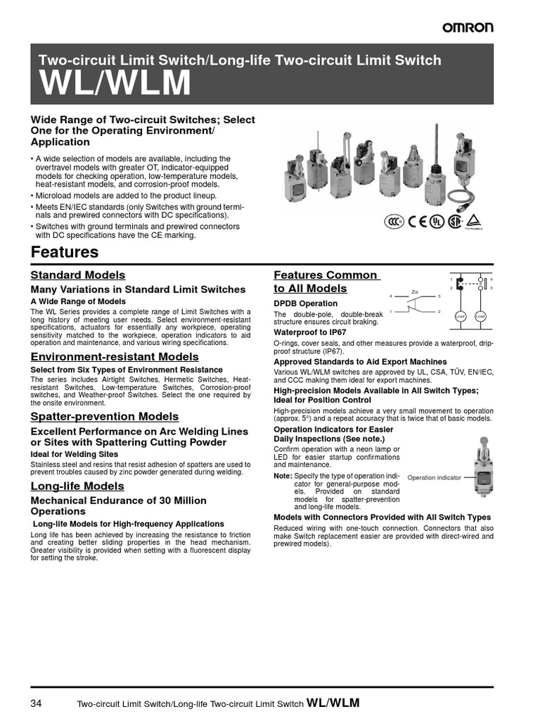 WL Two-Circuit & WLM Long-Life Two-Circuit Limit Switch | PDF ...