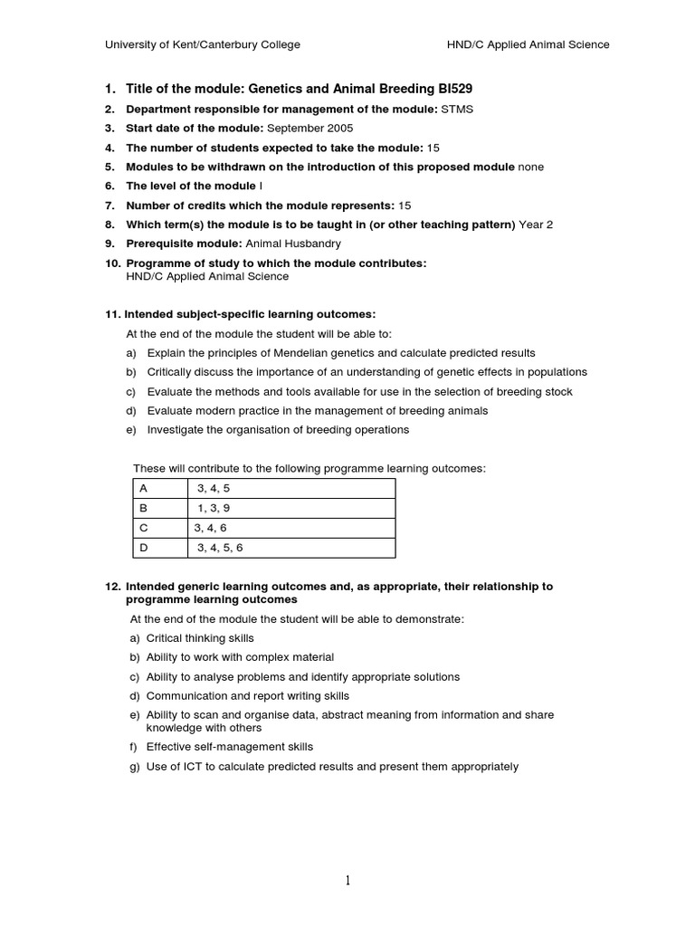 Genetics and Animal Breeding Module | PDF | Genetics | Genetic Linkage