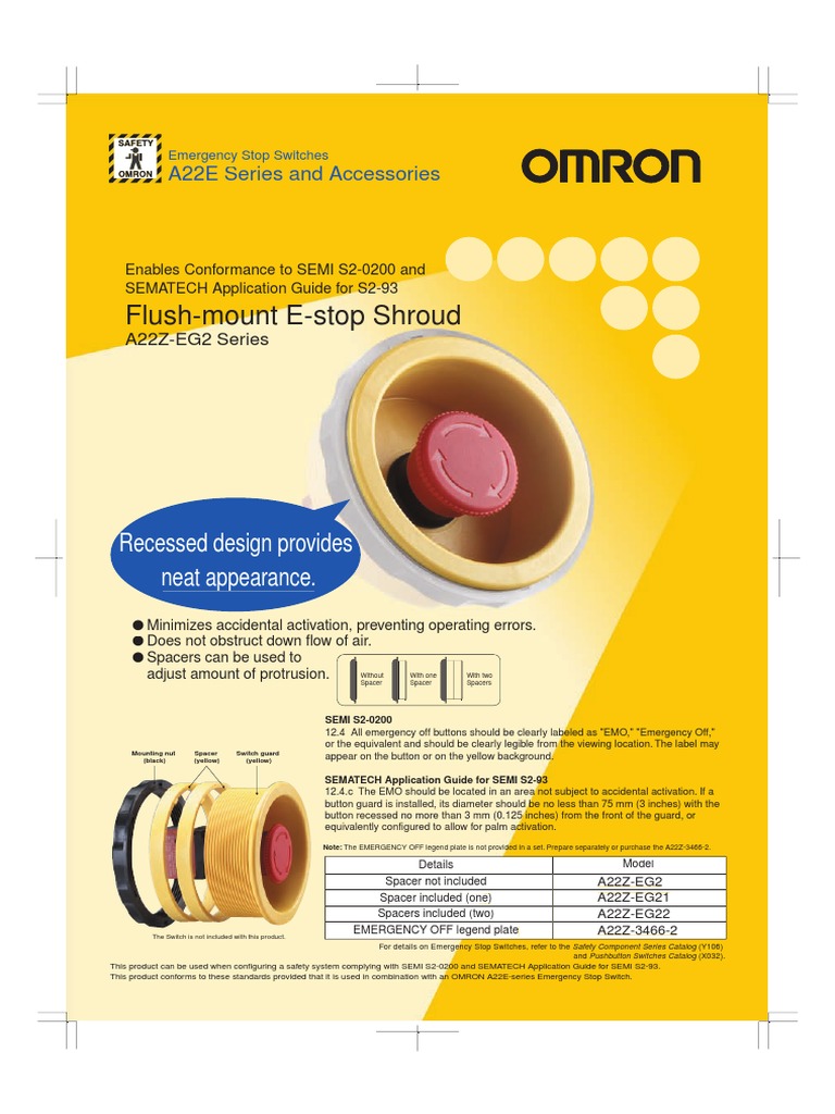A22Z-EG2 Flush-Mount E-Stop Shround | PDF | Machines | Equipment