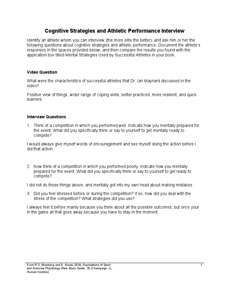 Cognitive Strategies and Athletic Performance Interview: Video Question ...