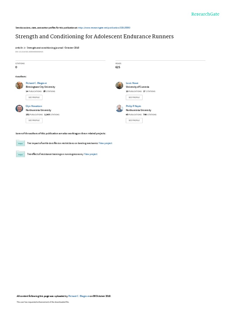 Strength and Conditioning For Adolescent Endurance Runners | PDF ...