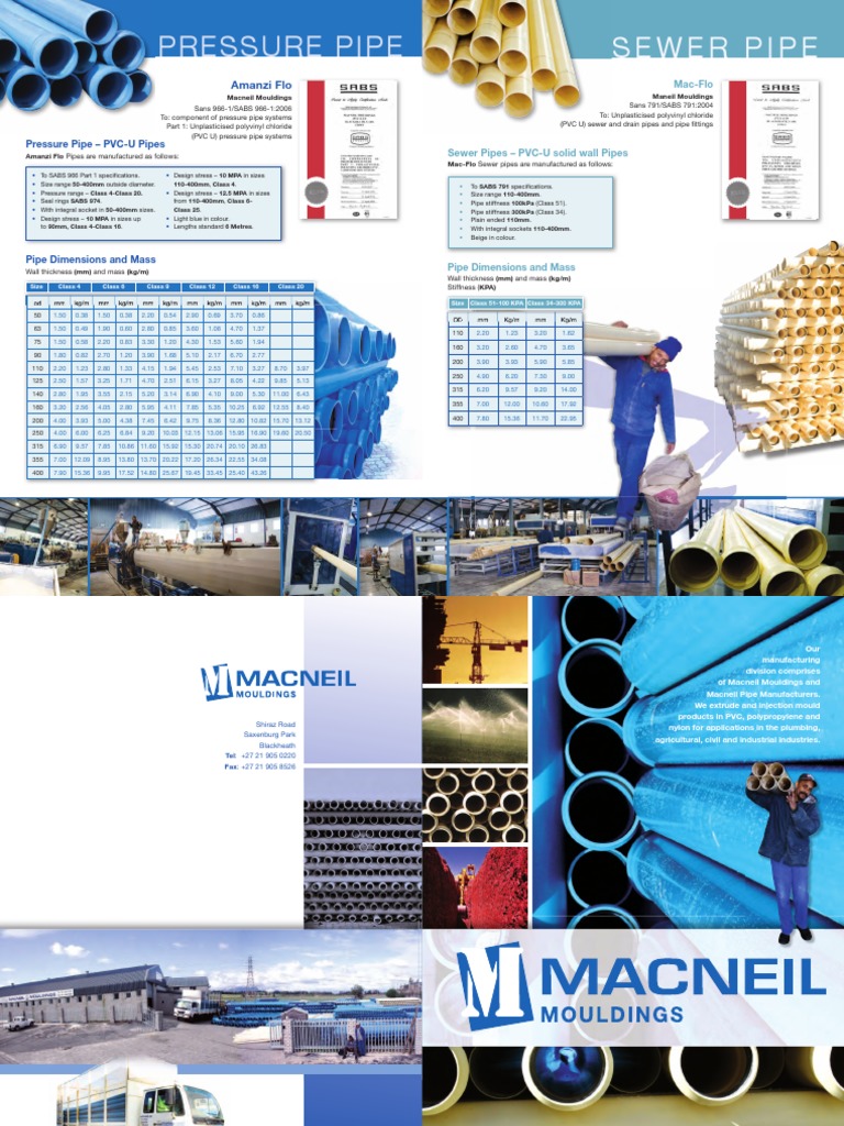 Macneil Pipe Brochure | PDF | Polyvinyl Chloride | Pipe (Fluid Conveyance)