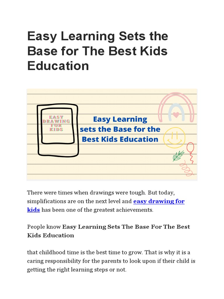 Easy Learning Sets The Base For The Best Kids Education Pdf