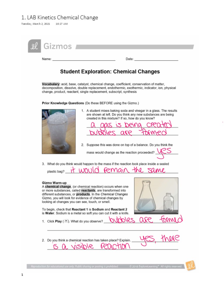 Chemical Changes Lab | PDF