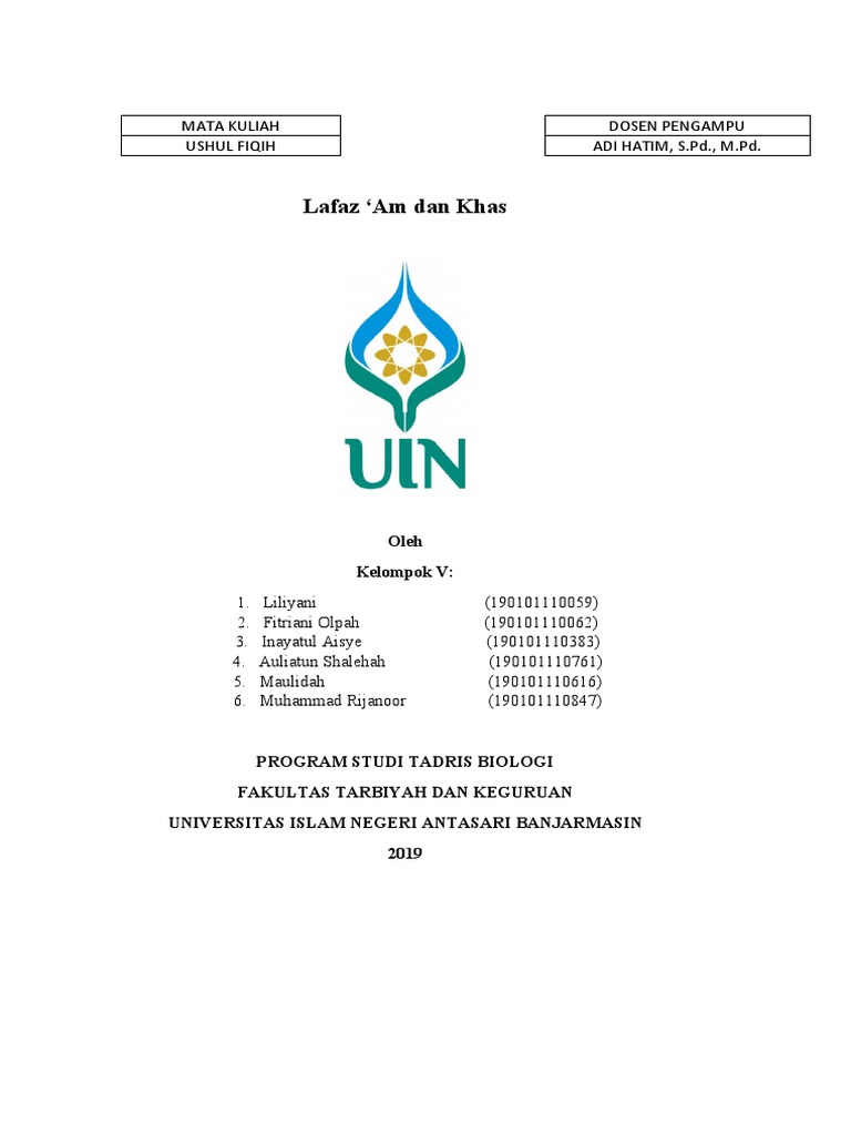 5 Lafaz 'Am & Khas | PDF