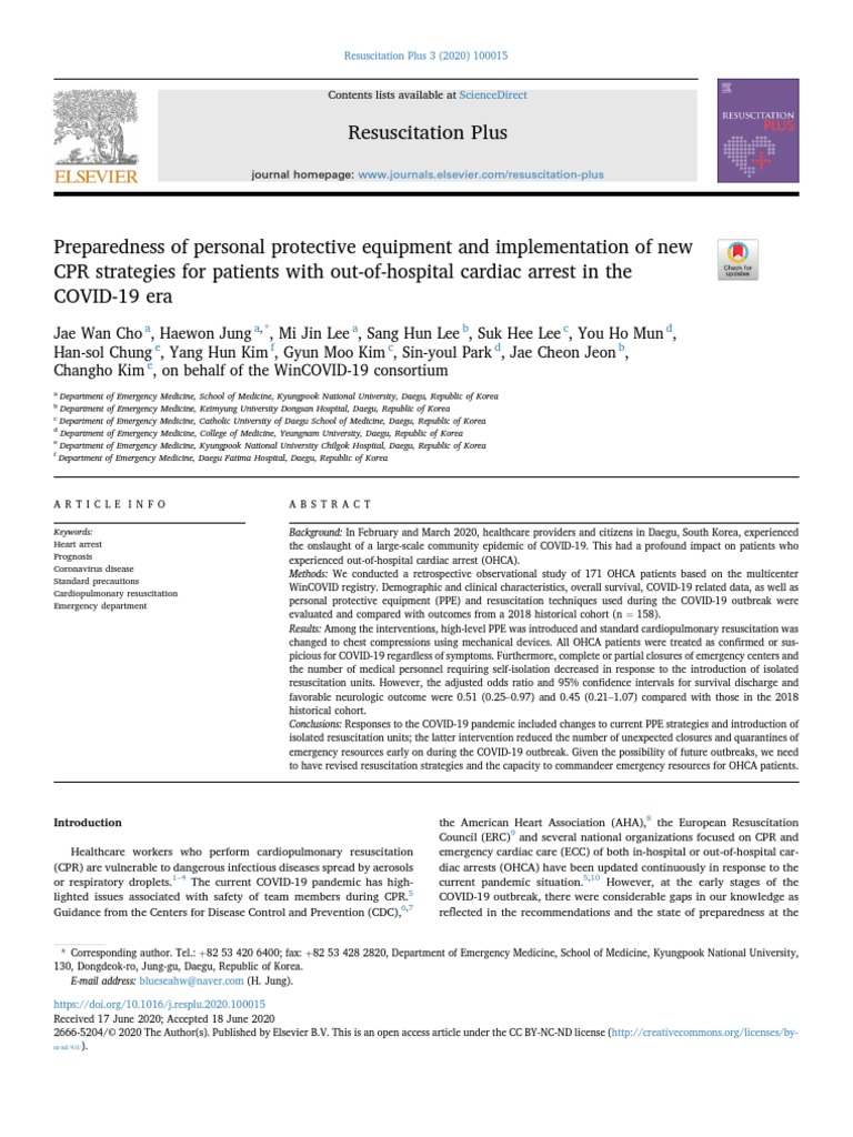 Resuscitation Plus: Sciencedirect | PDF | Cardiopulmonary Resuscitation ...
