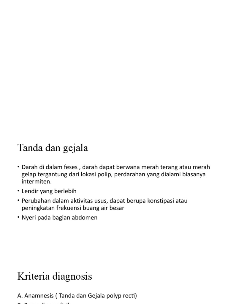 Gejala dan Diagnosis Polip Recti | PDF | Memasak, Makanan, & Anggur ...