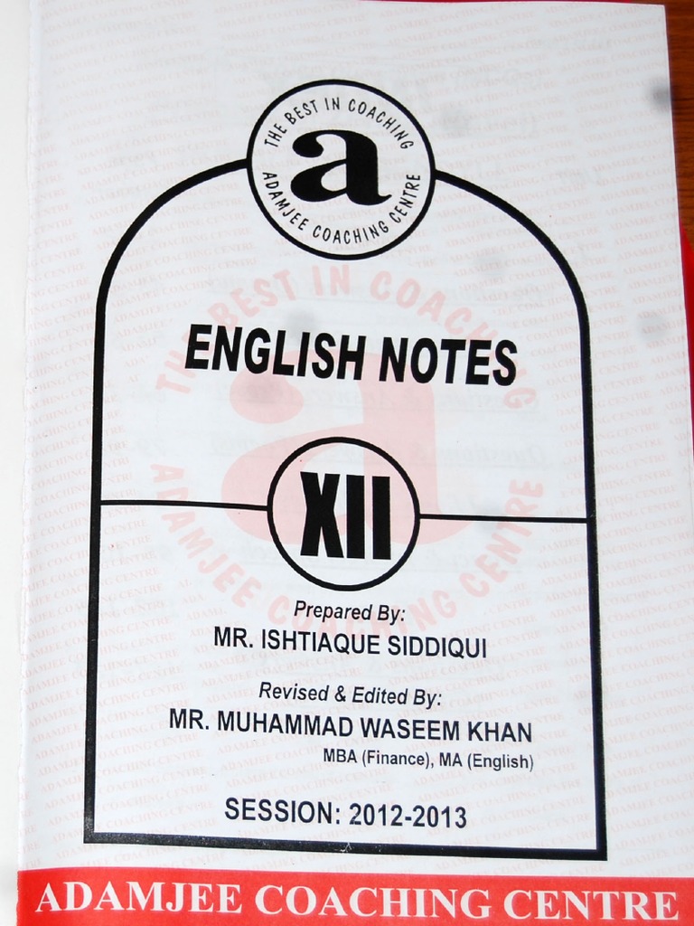 XII English Adamjee Notes | PDF
