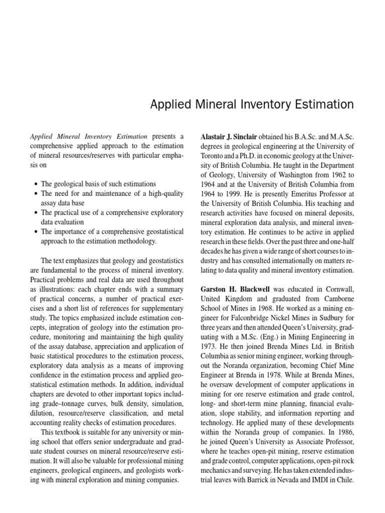 Applied Mineral Inventory Estimation: R R R R | PDF | Mining | Science