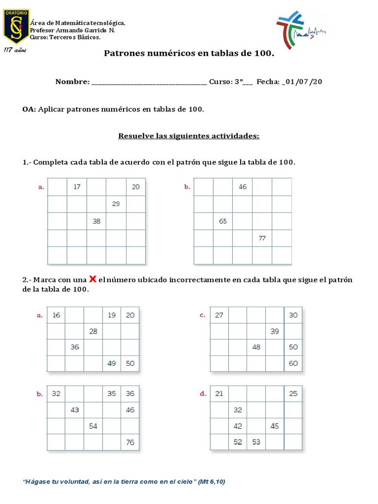 Patrones Numericos en Tabla Del 100 | PDF