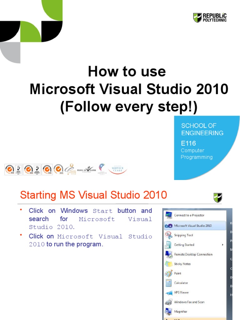 Using Microsoft Visual Studio 2010 | PDF | Microsoft Visual Studio ...