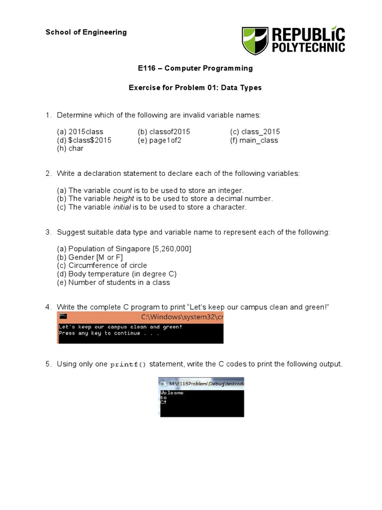 E116 P01 Exercise | PDF