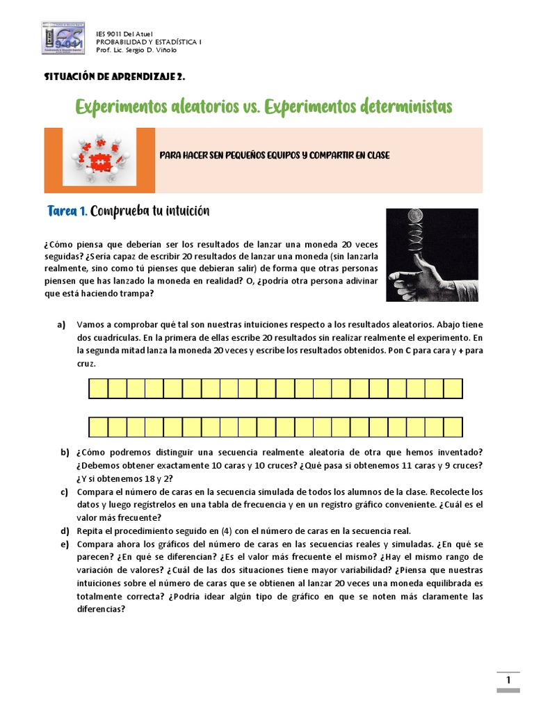 SITUACIÓN DE APRENDIZAJE 2 - Los Experimentos Aleatorios y El Cálculo ...