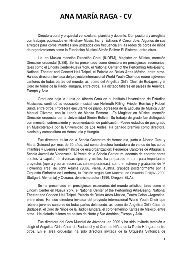 Reseña Dir Ana María Raga | PDF | Las artes escénicas | Entretenimiento ...