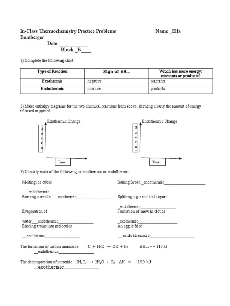 Thermochemistry Practice Problems Guide | PDF | Chemical Reactions | Glucose
