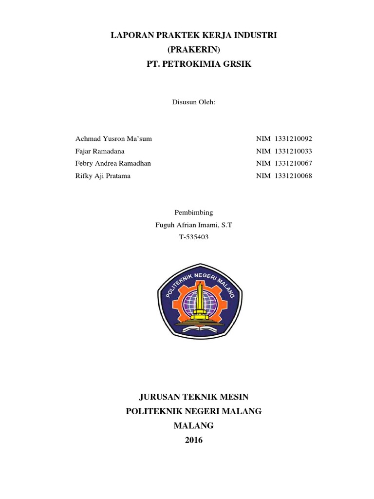KP T.mesin Dep. Har.1 - Achmad Yusron Ma'Sum - Polinema | PDF