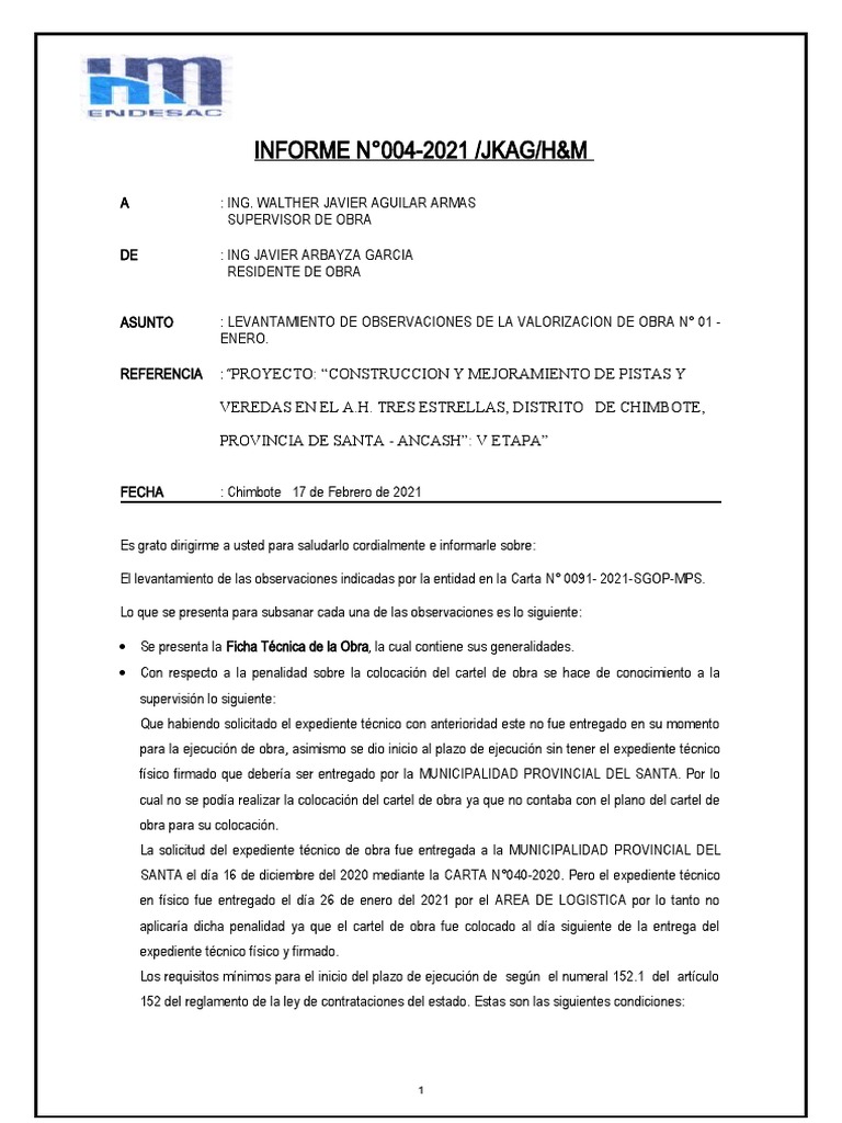 Informe de Levantamiento de Observaciones | PDF