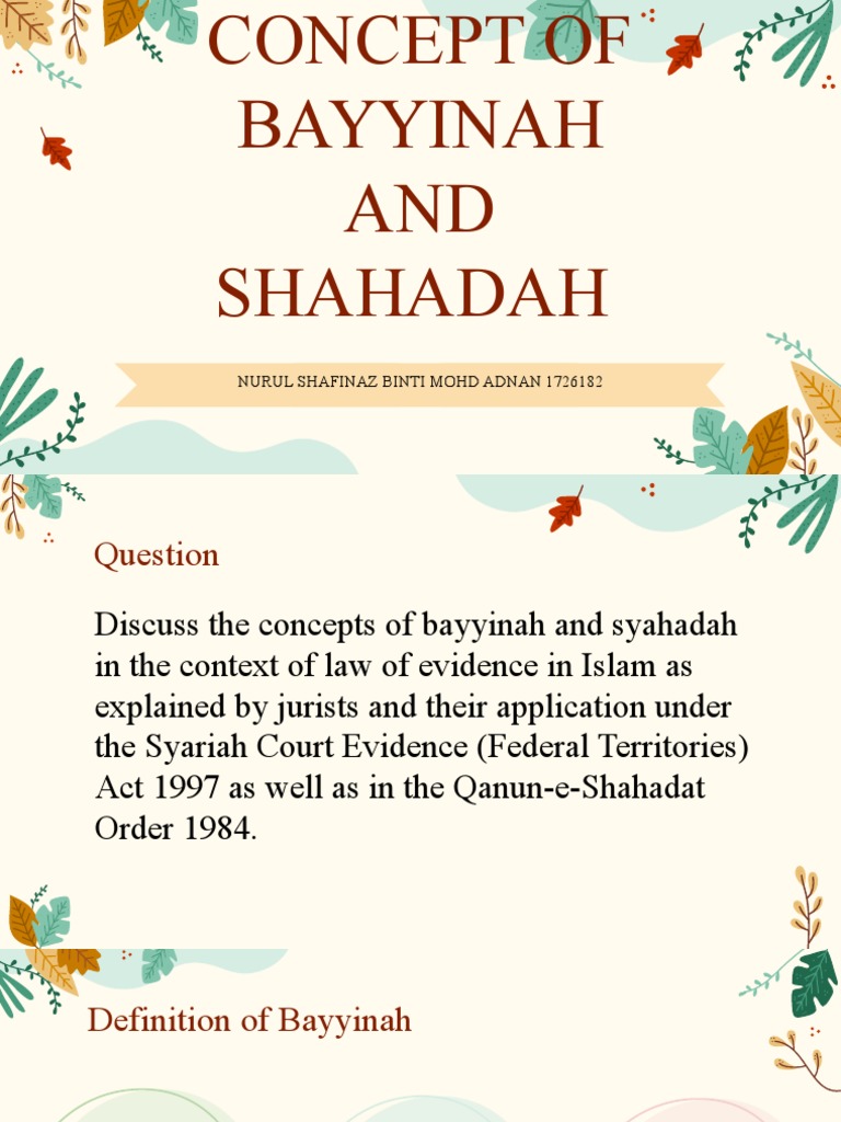 Bayyinah and Shahadah in Islamic Law | PDF | Testimony | Witness