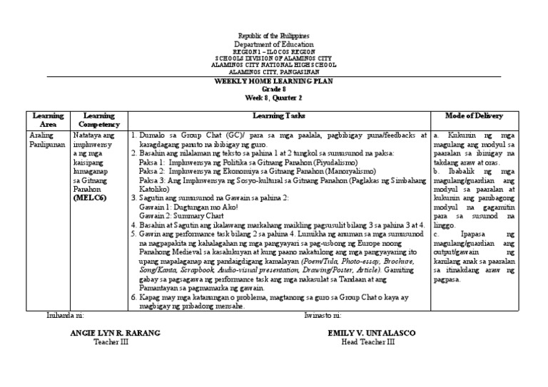 WHLP Ap8 W8 Q2 | PDF