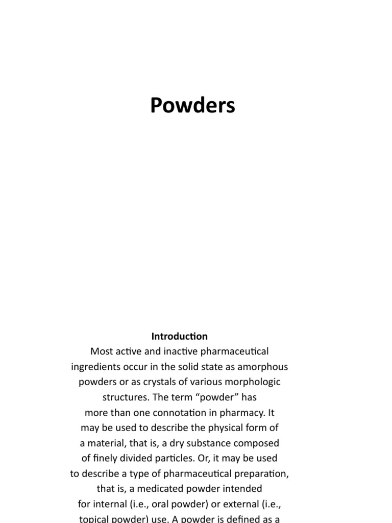 Powders | PDF | Tablet (Pharmacy) | Materials