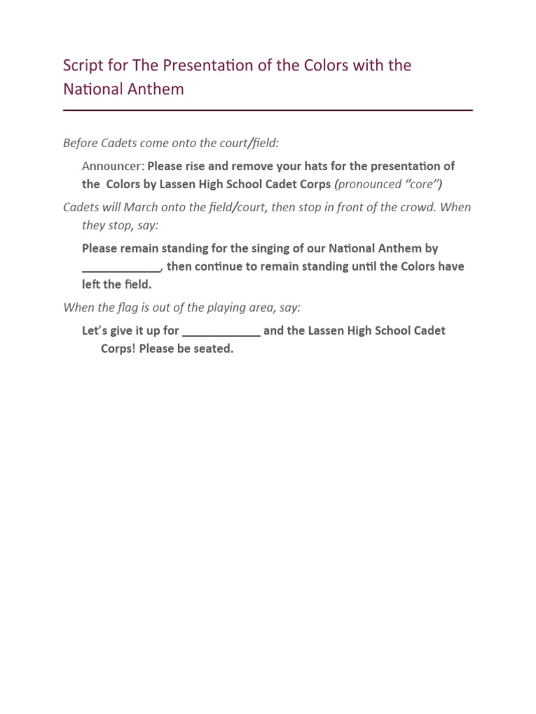 Script For Color Guard | PDF