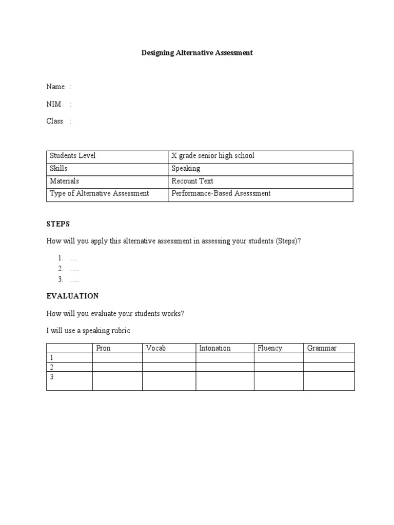 Designing Alternative Assessment | PDF
