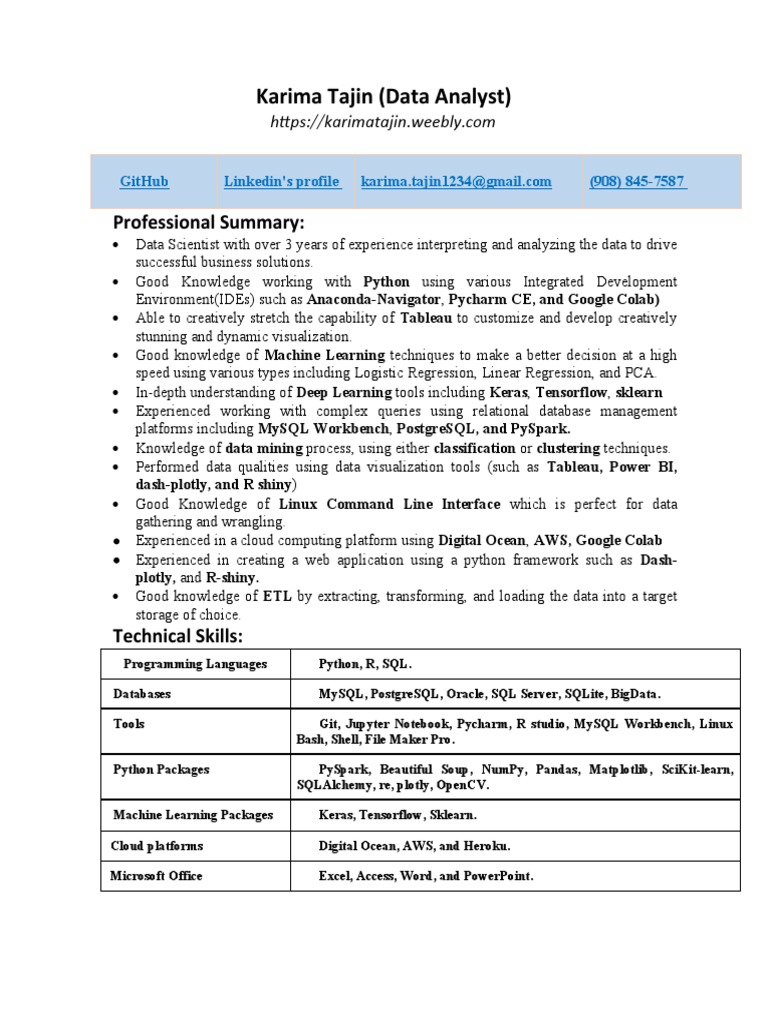 Karima Tajin Updated | PDF | My Sql | Microsoft Sql Server