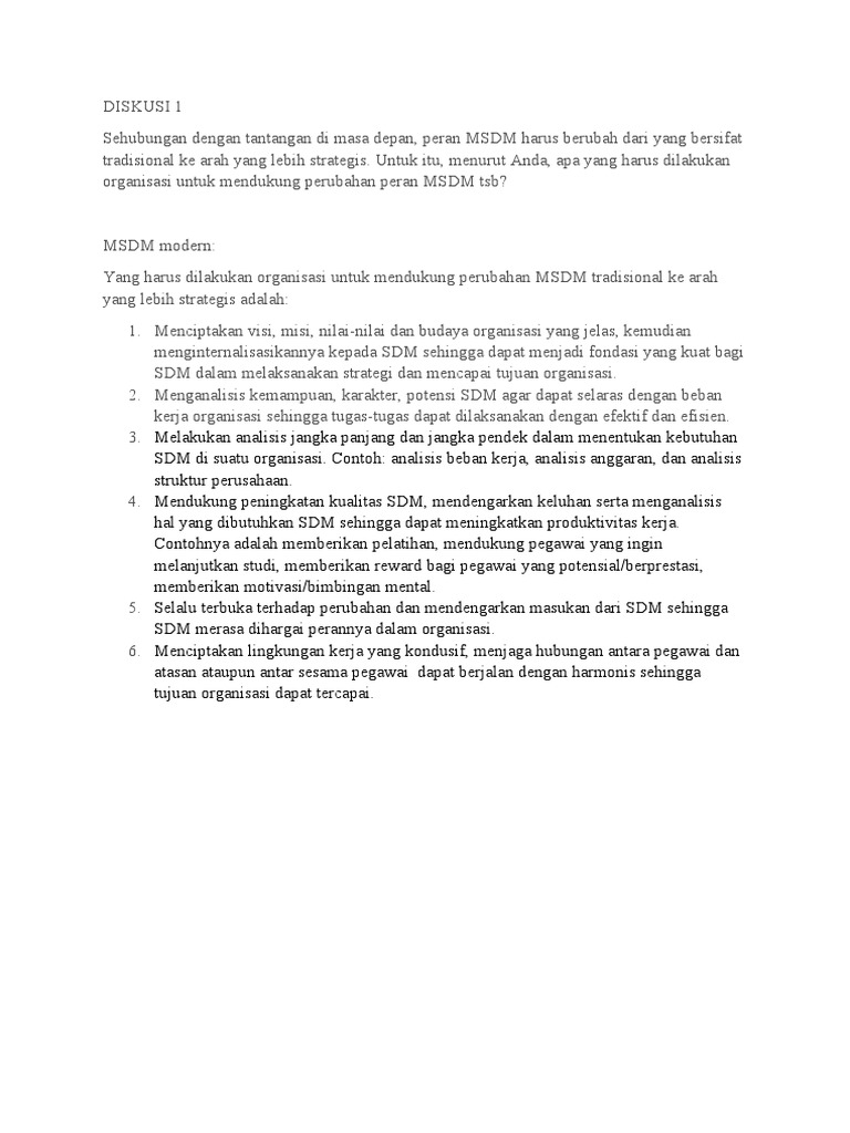 Diskusi 1 MSDM | PDF