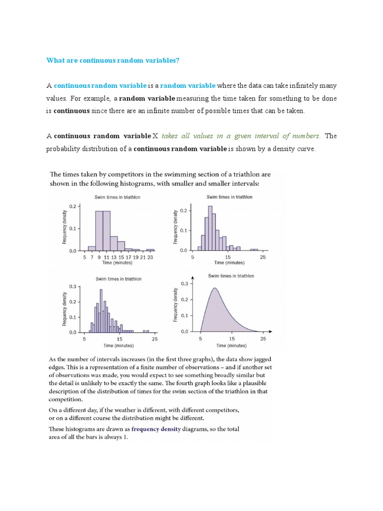 Continuous Random Variables | PDF | Teaching Methods & Materials