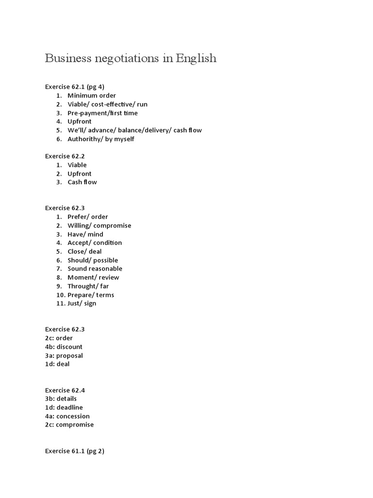 Business Negotiations in English | PDF