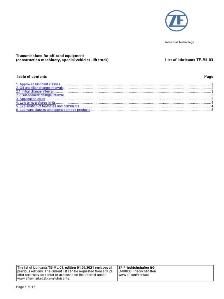 JLG Telehandlers Gearbox Oil Types | PDF | Motor Oil | Petroleum Industry