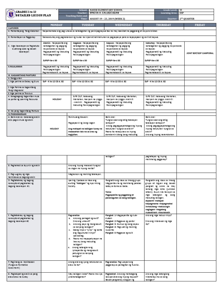 DLP - Esp 6 - Q2 - W2 | PDF