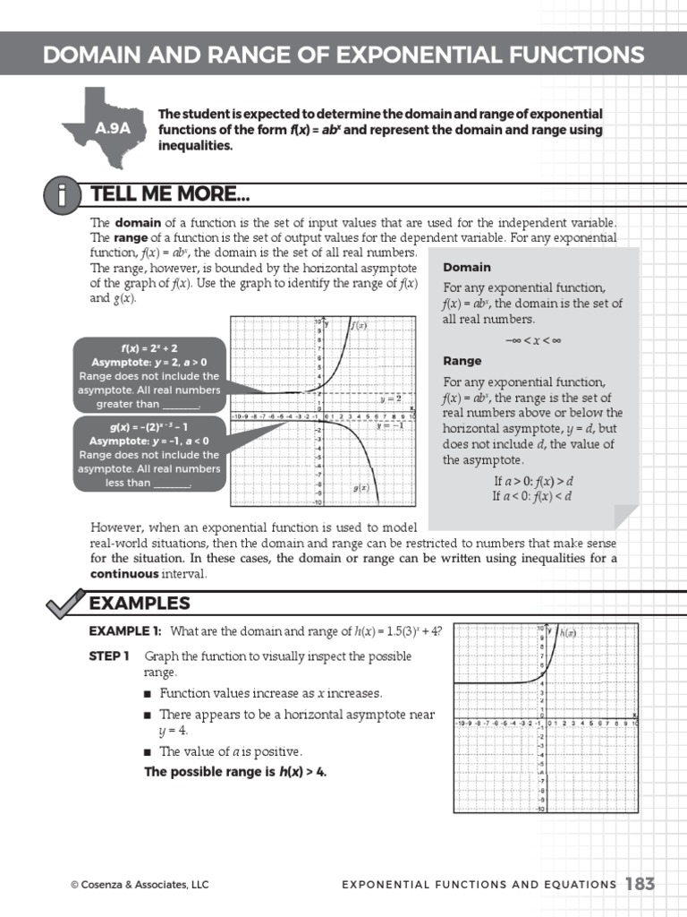 Domain and Range of Exponential Functions: Tell Me More | PDF ...