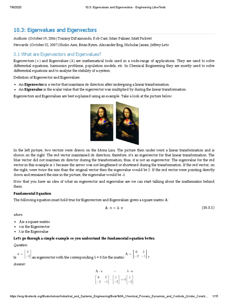 10.3 - Eigenvalues and Eigenvectors - Engineering LibreTexts Bien ...