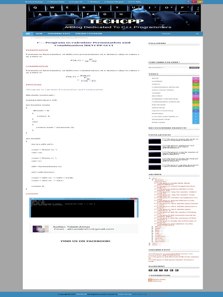 C Program To Calculate Permutation And Combination Devcpp Gcc 7092