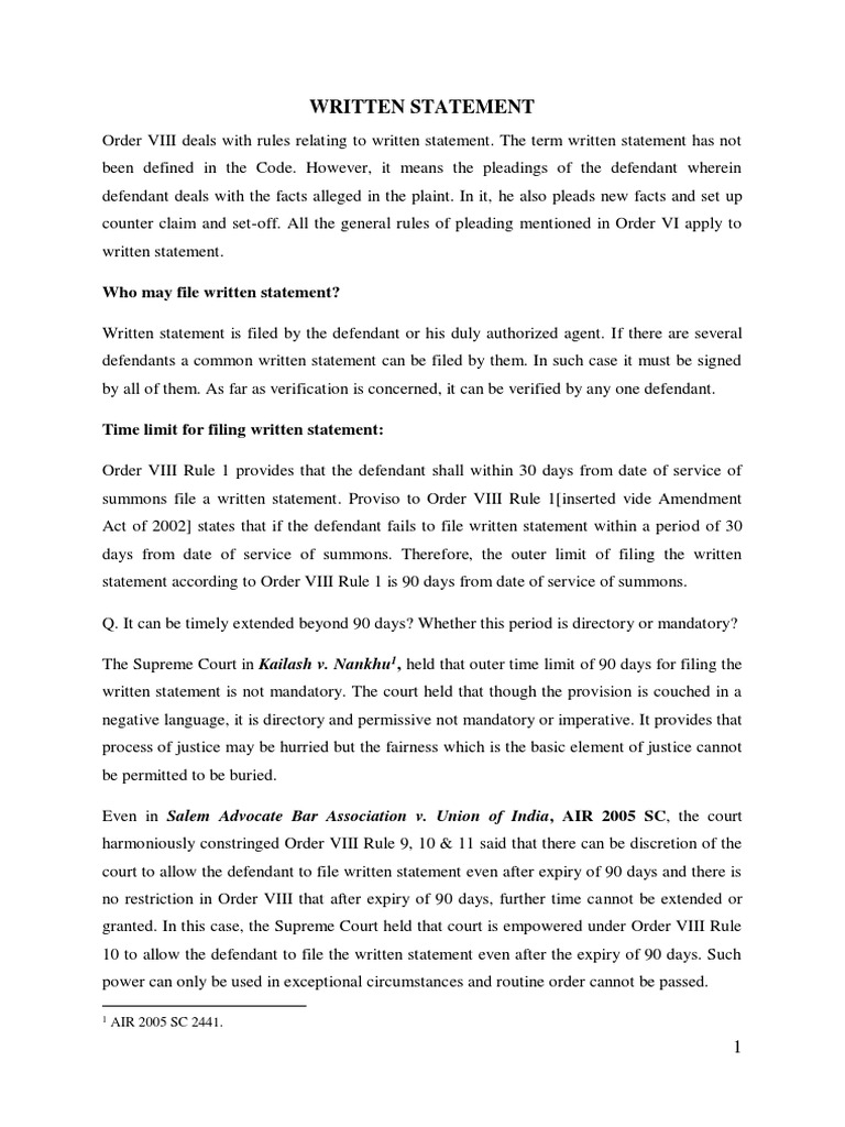 An In-Depth Analysis of the Rules Pertaining to Written Statements ...