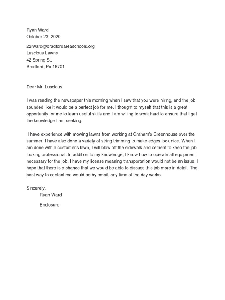 College Comp Cover Letter Final | PDF