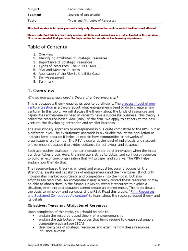 Types and Attributes of Resources | PDF | Entrepreneurship | Business