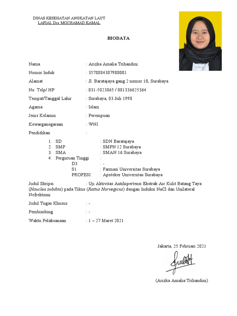 Biodata Lafial | PDF | Pengembangan Diri