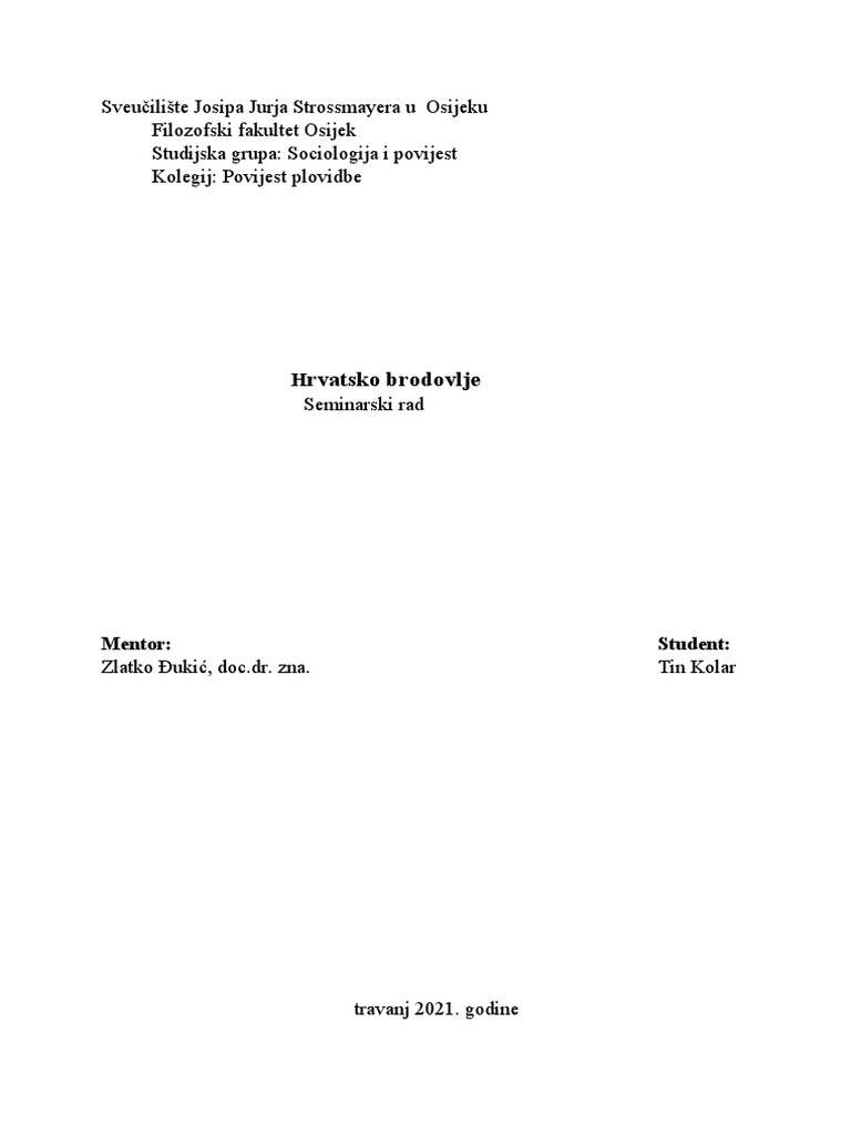 Hrvatsko Brodovlje - Tin Kolar | PDF