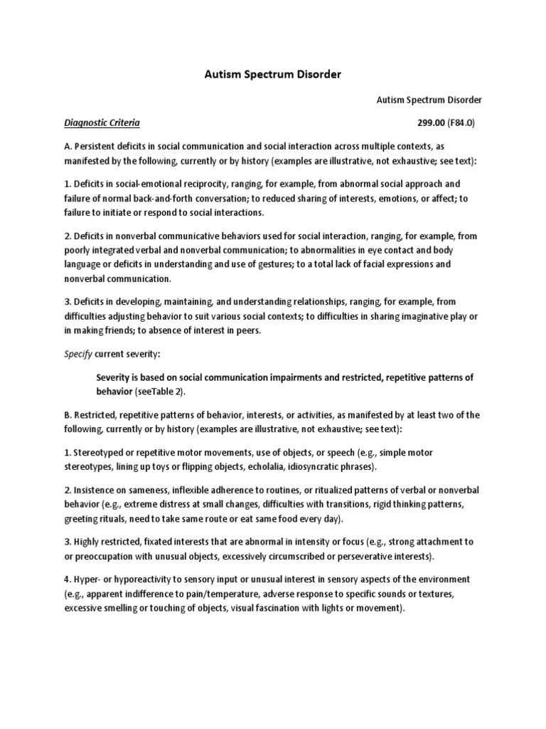 DSM-5 Autism Spectrum Disorder | PDF | Autism Spectrum | Autism