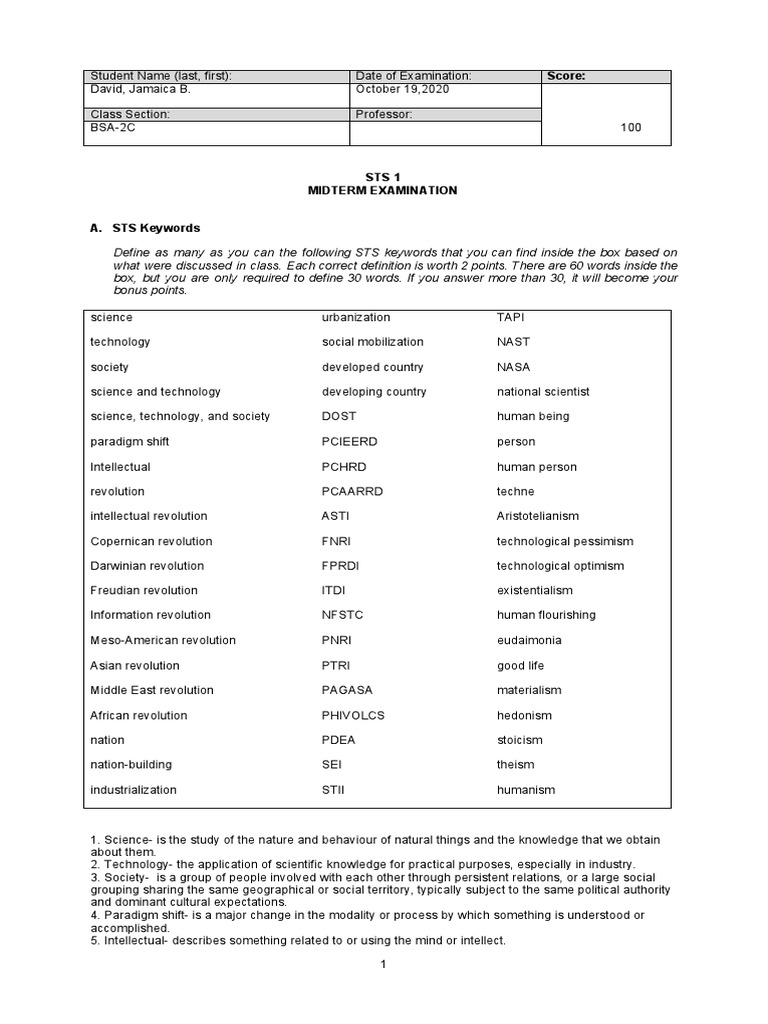 STS 1 Midterm Exam | Download Free PDF | Science | Philosophical Science