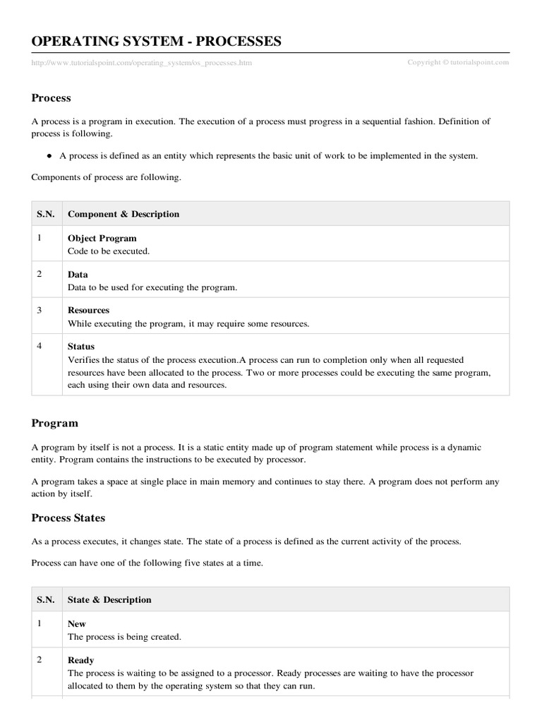 Operating System - Processes: Process | PDF | Process (Computing) | Computer Program