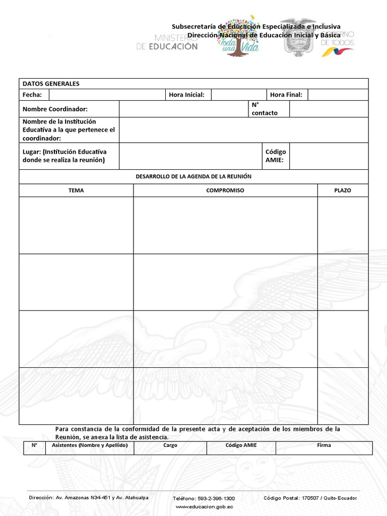 Formato de Acta de Reunión | PDF Formato de Acta de Reunión | PDF