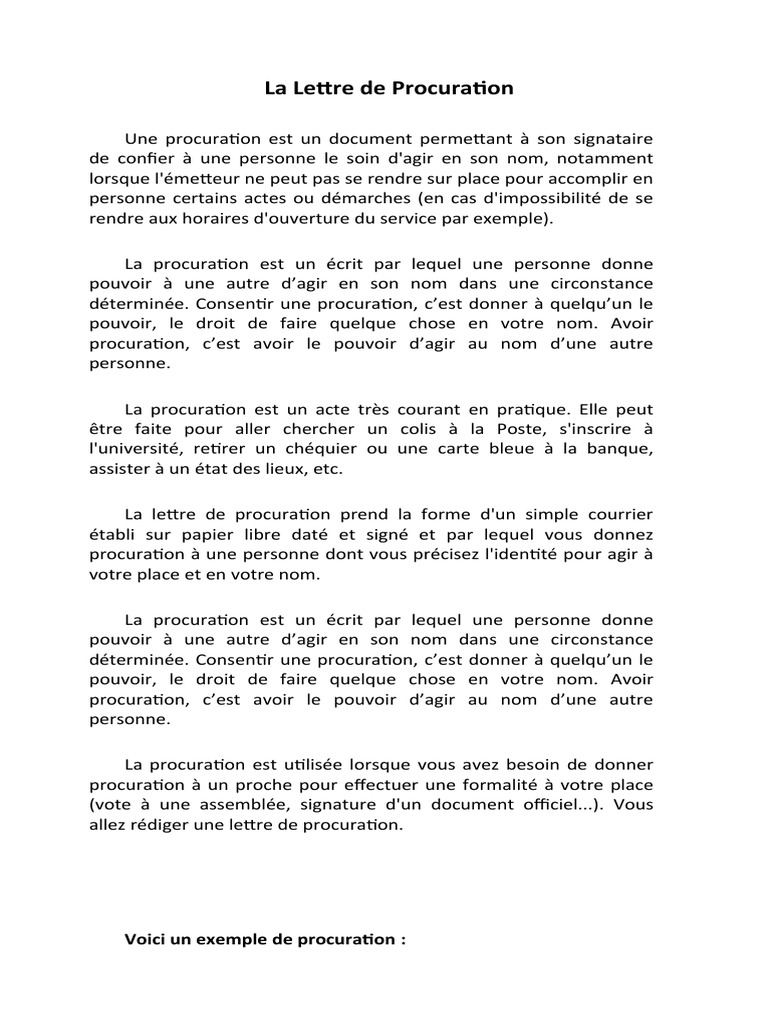 Modèle de Lettre de Procuration | PDF | Chèque | Banques
